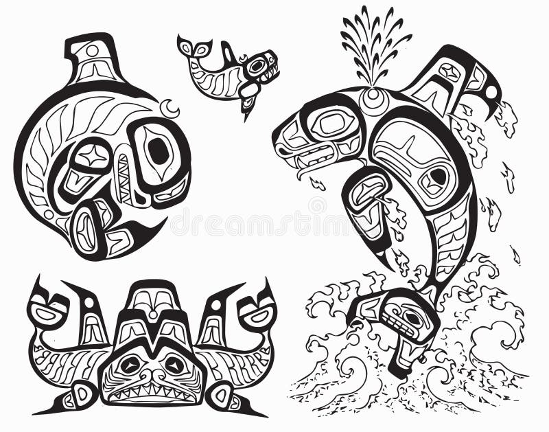 Traditional Heida Indians Tattoo Flash. Stock Vector - Illustration of ...