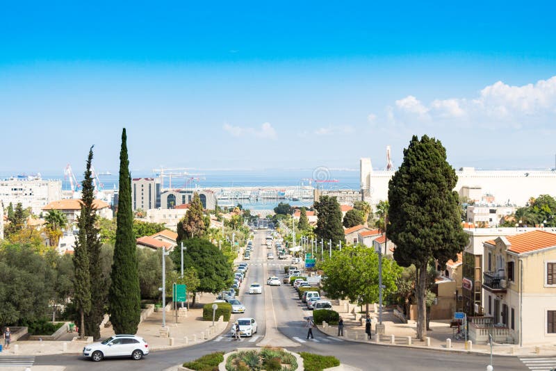 Haifa, Ben-Gurion Avenue in Summer Stock Photo - Image of green, ocean ...