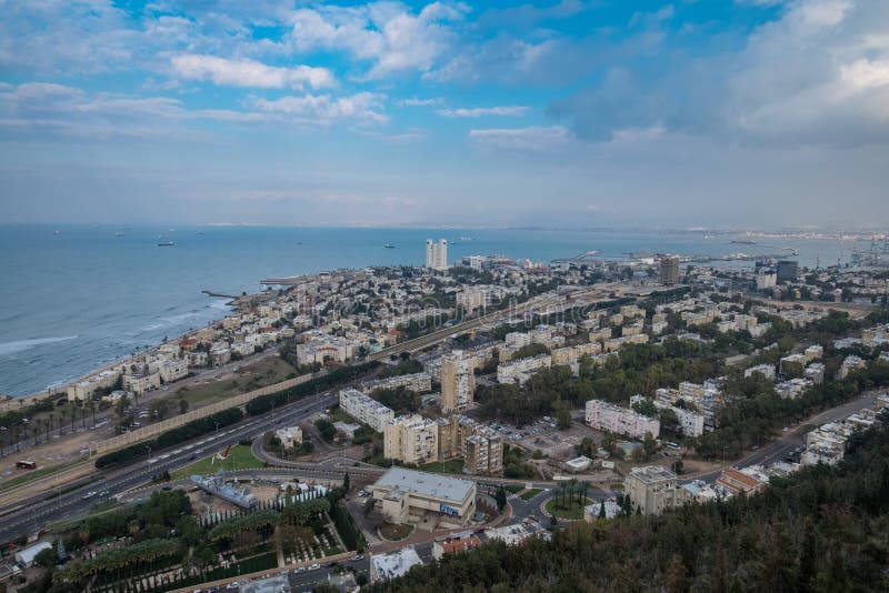 Haifa Cityscape and Harbour Stock Image - Image of cityscape, horizon ...