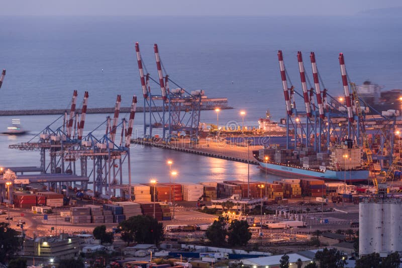 Haifa cityscape at sunset editorial image. Image of evening - 84600210