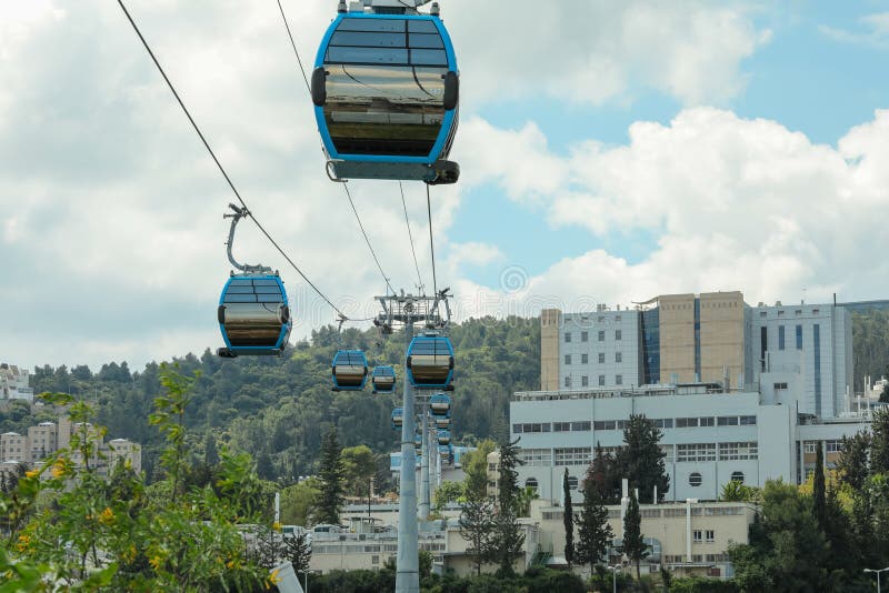 HAIFA, ISRAEL. April 26, 2021: the New Cable Car in Haifa. Editorial ...