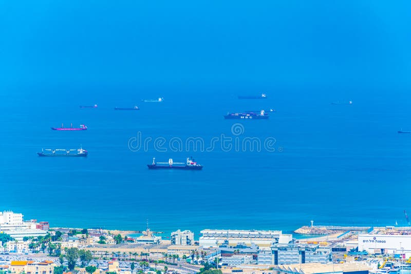 HAIFA, ISRAEL, SEPTEMBER 11, 2018: Aerial View of Port of Haifa, Israel ...