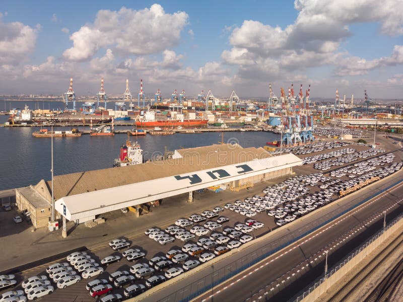 Haifa port view editorial photography. Image of maritime - 167465997