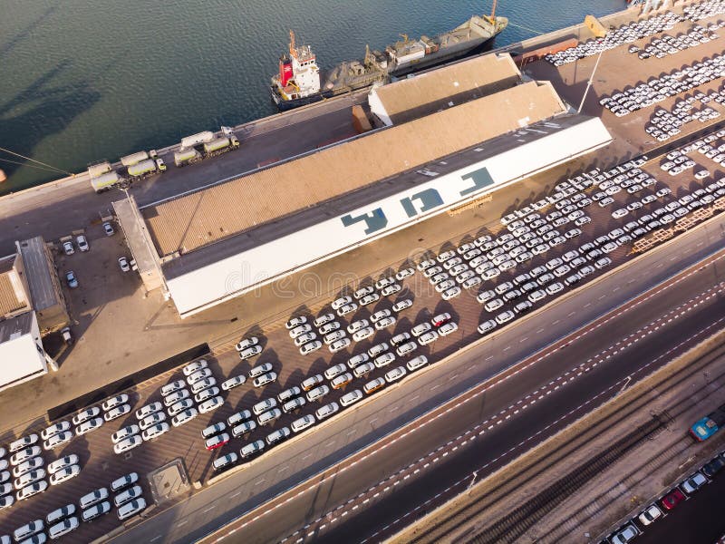 Haifa port view editorial stock image. Image of colorful - 167466414