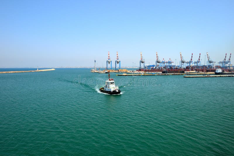 Haifa sea port stock image. Image of horizon, cargo, pier - 21693029