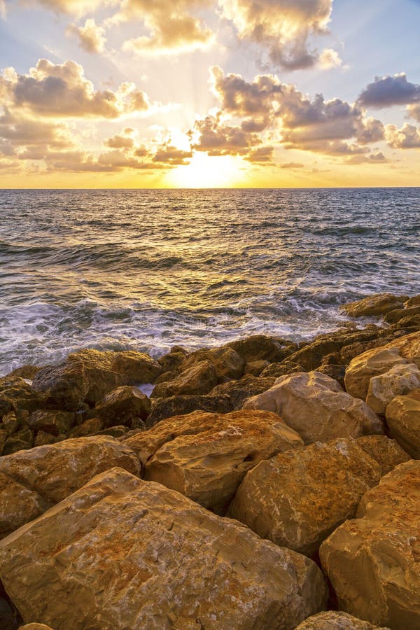 Haifa sunset scene stock photo. Image of scene, mediterranean - 123343062