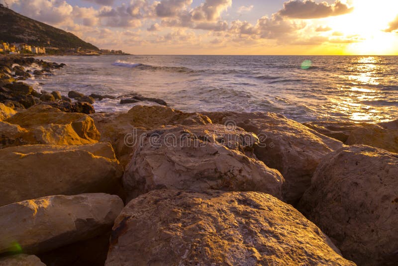 Haifa sunset scene stock photo. Image of outdoor, beautiful - 123343058