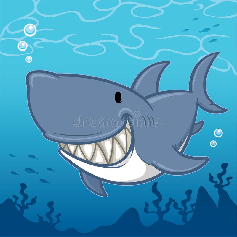 Karikatur-Haifisch Wird Verletzt Vektor Abbildung - Illustration von ...