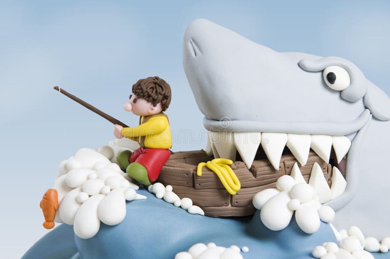 Haifisch-Kuchen stockfoto. Bild von person, fische, angler - 12705186
