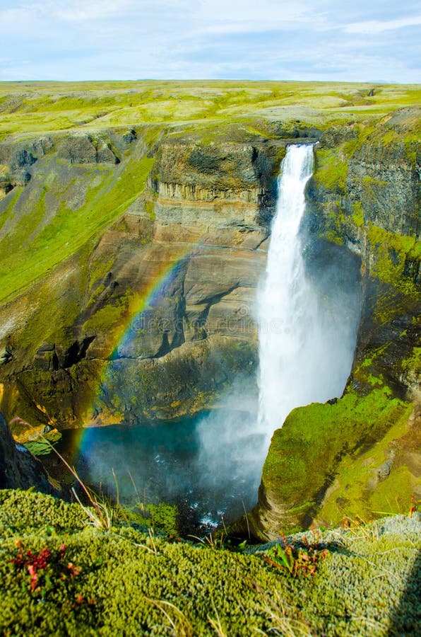 Haifoss - Waterfall in Iceland Stock Photo - Image of green, hekla ...