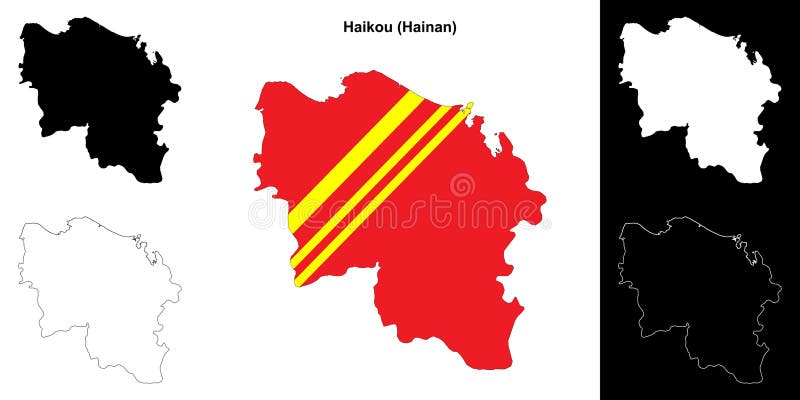 Haikou outline map stock vector. Illustration of hainan - 334845239