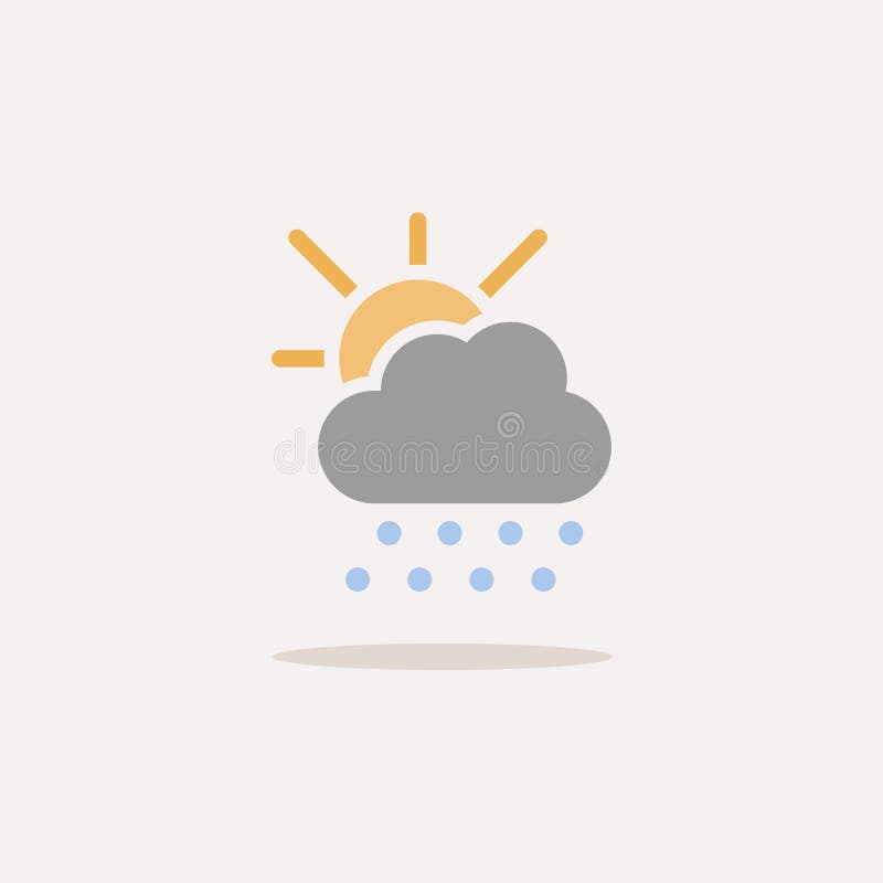 Hail, Cloud and Sun. Color Icon with Shadow. Weather Vector ...