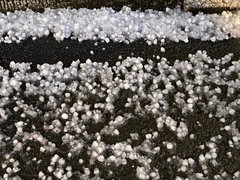 Hail Storm Covering the Wet Asphalt Road Stock Photo - Image of danger ...