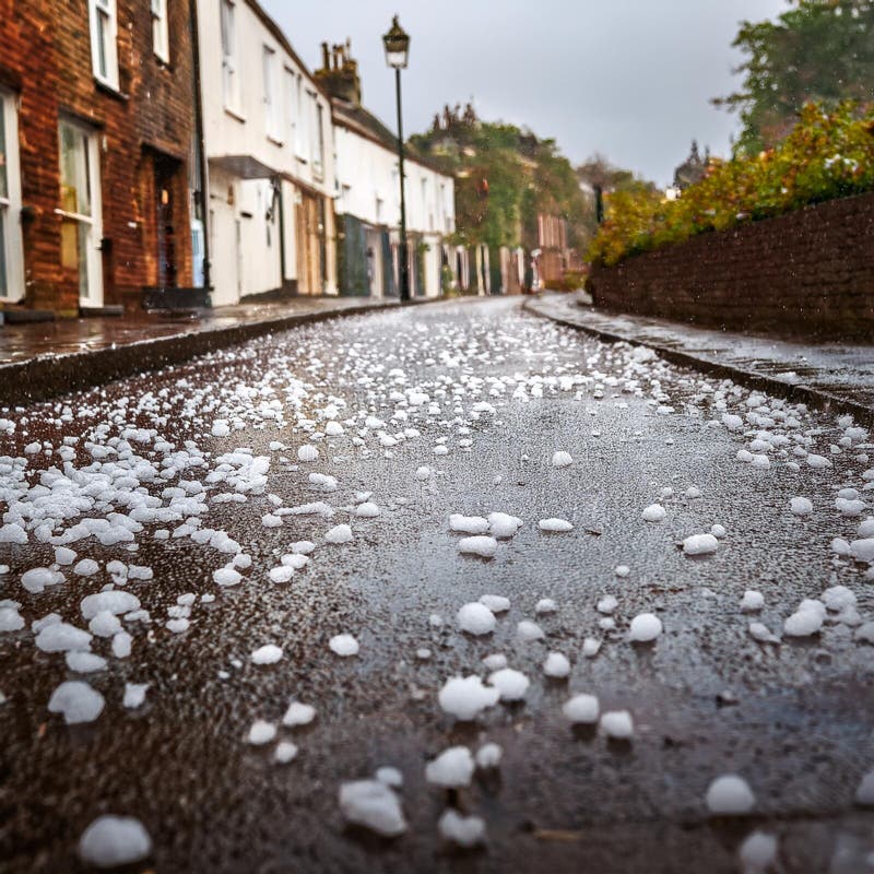Hail Falling on the Pavement, AI Generated Stock Illustration ...