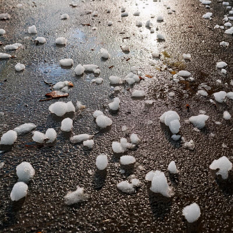 Hail Falling on the Pavement, AI Generated Stock Illustration ...