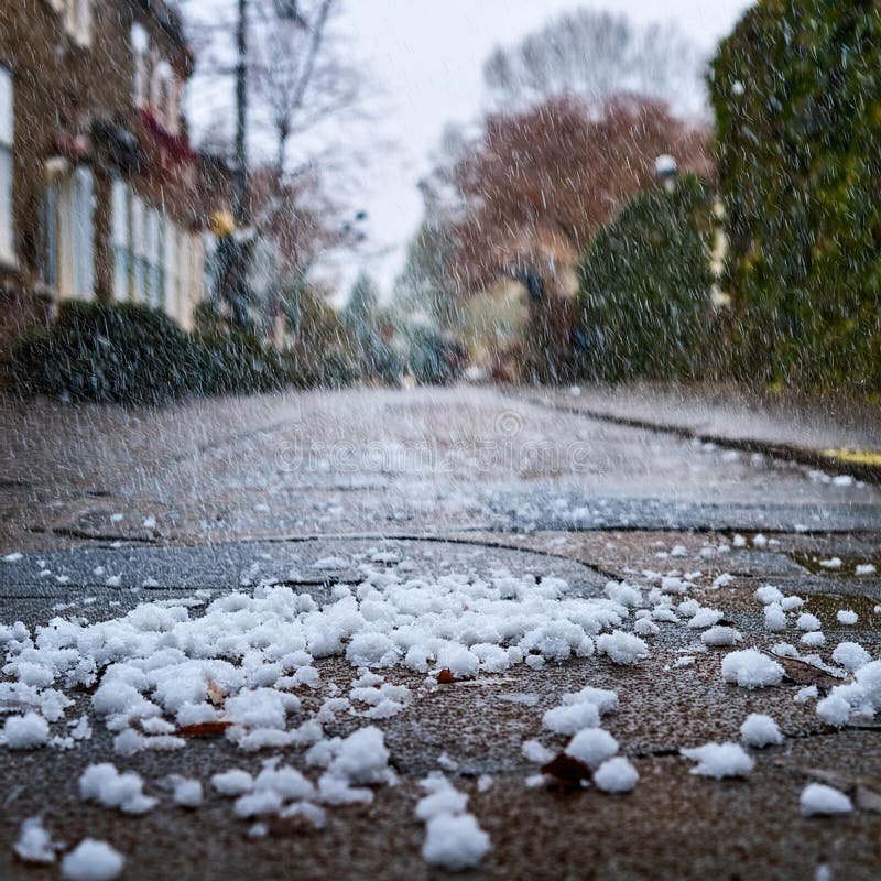 Hail Falling on the Pavement, AI Generated Stock Illustration ...