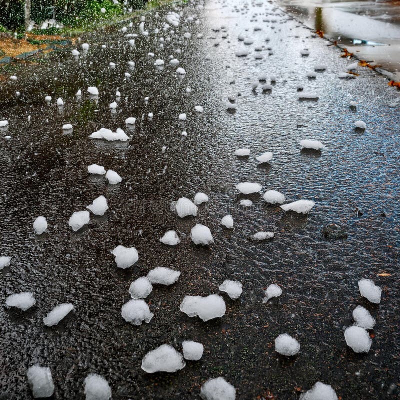 Hail Falling on the Pavement, AI Generated Stock Illustration ...