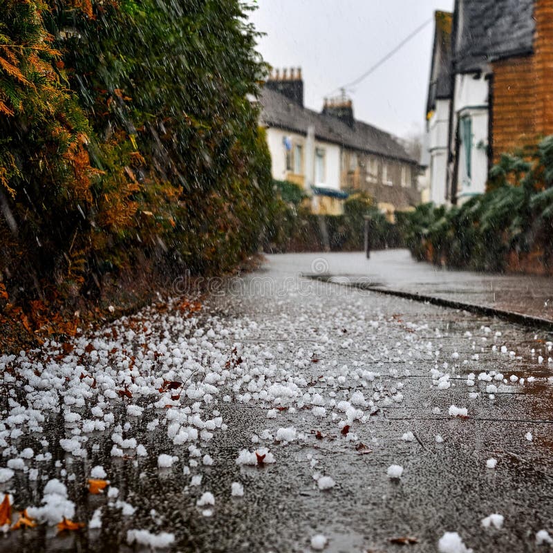 Hail Falling on the Pavement, AI Generated Stock Illustration ...
