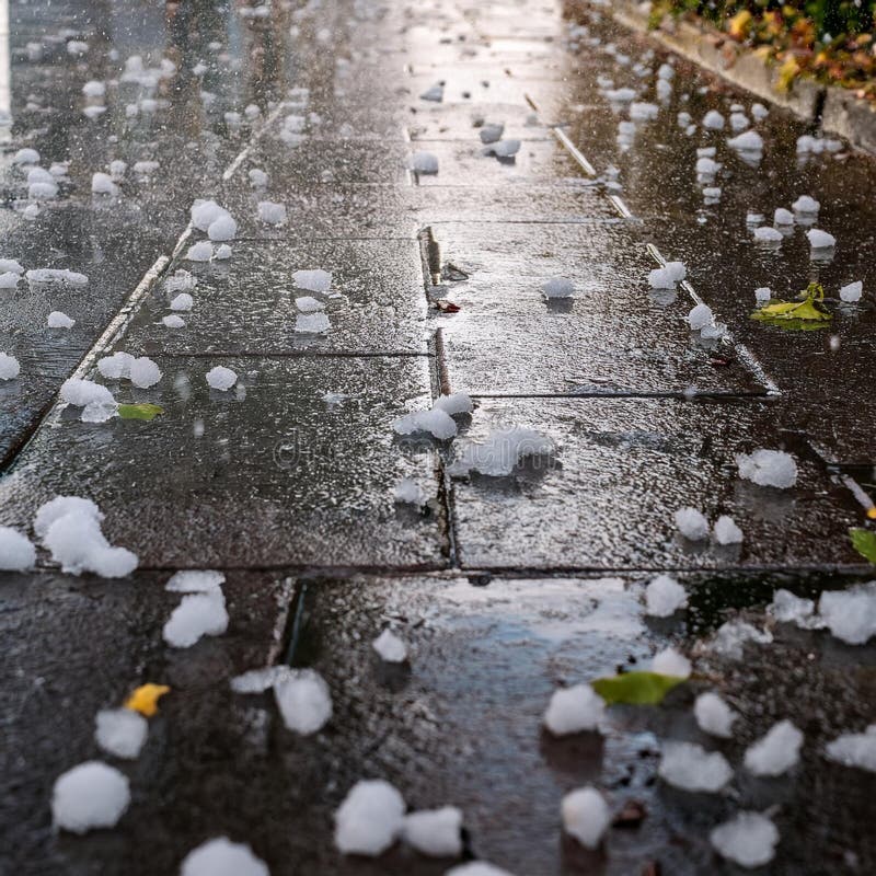 Hail Falling on the Pavement, AI Generated Stock Illustration ...