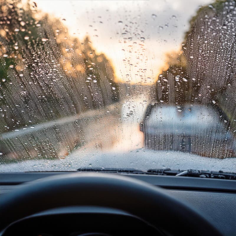 Hail Falling on the Windscreen of a Car, AI Generated Stock ...