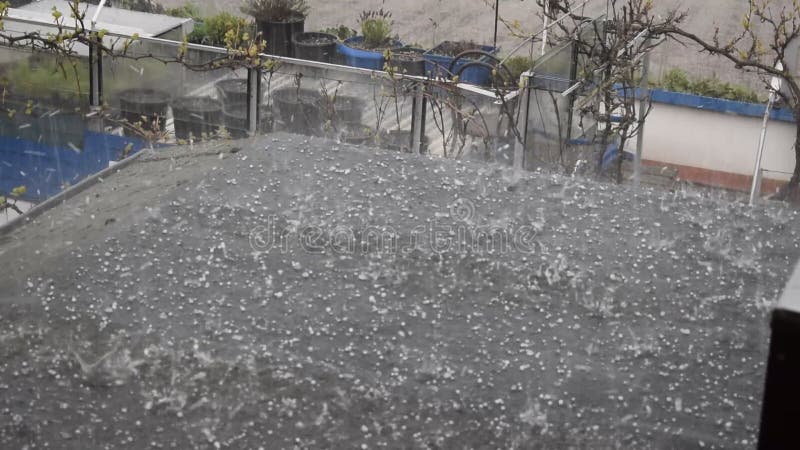 Hail Storm on a dark roof stock video. Video of brick - 276514903