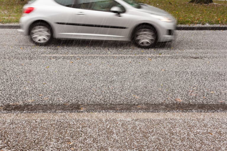 Hail Storm on the Road stock photo. Image of auto, road - 18438374