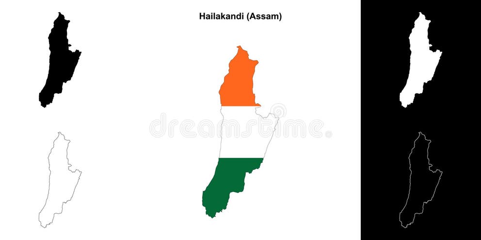 Hailakandi outline map stock vector. Illustration of design - 368823284