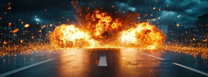 Hailstones Pelted Down on a Blazing Highway Amidst an Apocalyptic Storm ...