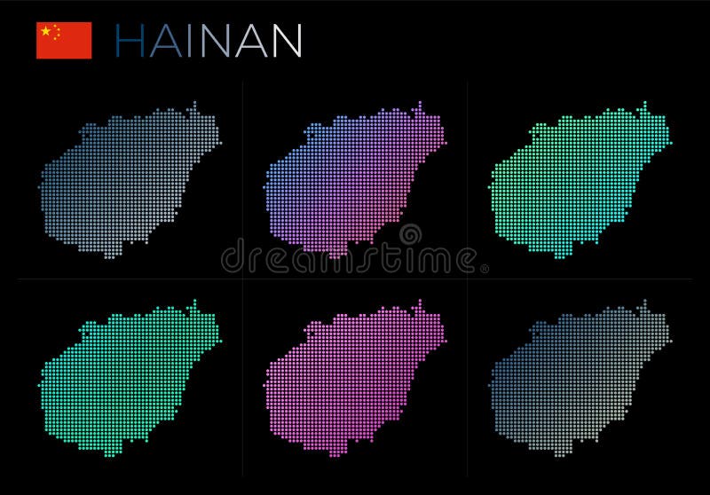 Hainan dotted map set. stock vector. Illustration of geometric - 259690023
