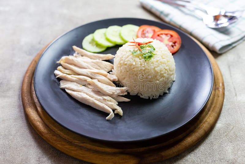 Hainanese Chicken Rice with Cucumber Stock Image - Image of meal ...
