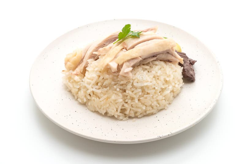 Hainanese Chicken Rice or Steamed Chicken Rice Stock Photo - Image of ...