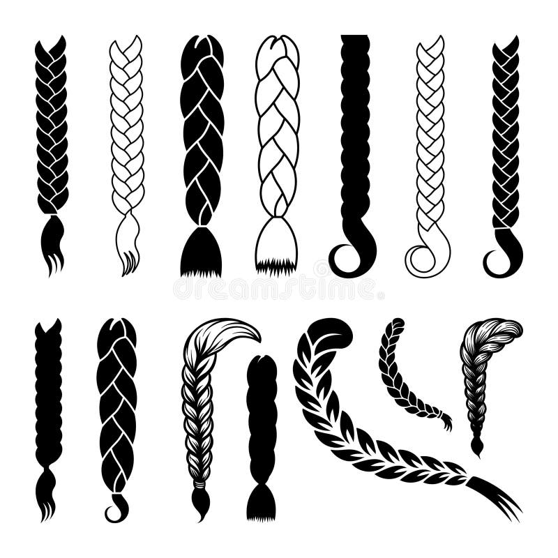 Hair Braided Silhouette, Hair Braided SVG, Braided Hair Vector, Fashion ...