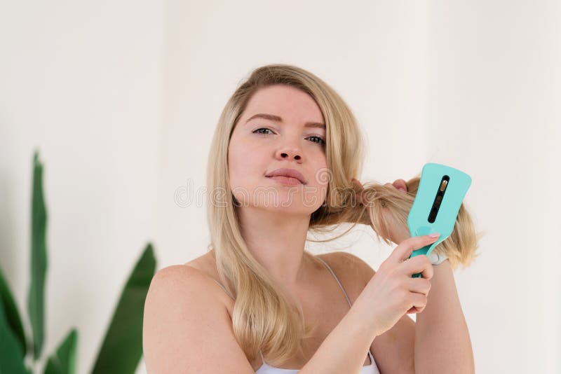 Hair Brushing As Part Of Morning Routine Stock Image Image Of