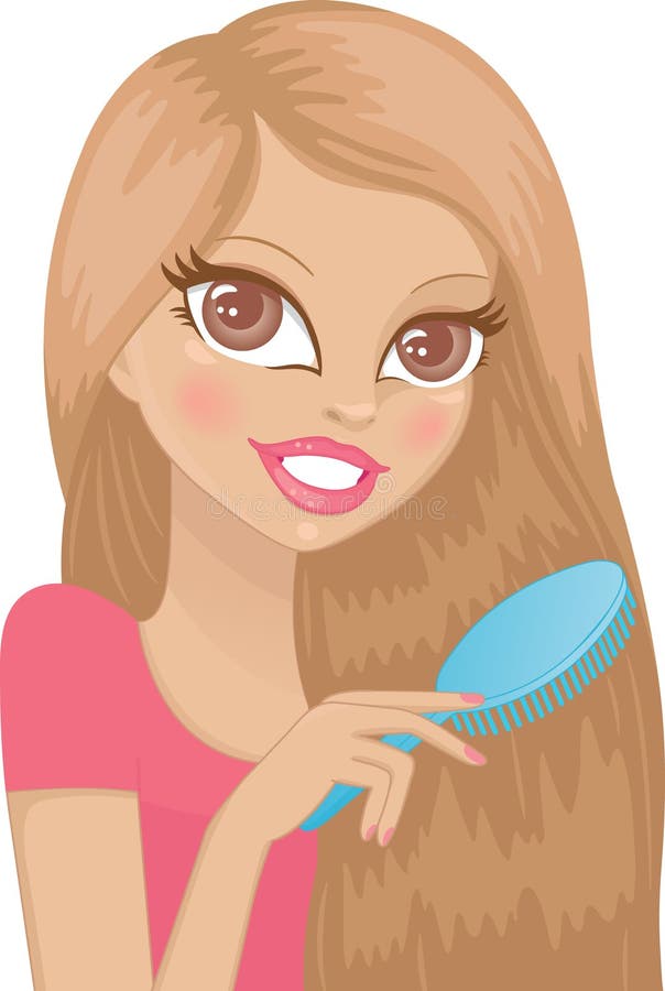 Girl Combing Her Hair Stock Illustrations – 215 Girl Combing Her Hair ...