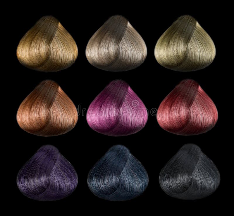 Hair Tint or Dye Different Colors Samples Set Stock Image - Image of ...