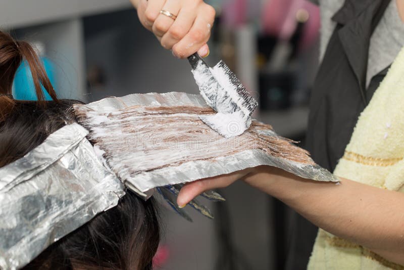 Hair coloring in the salon stock photo. Image of beauty - 102491150