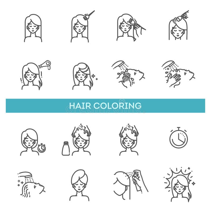 Hair Coloring and Styling Process. Vector Collection Stock Vector ...