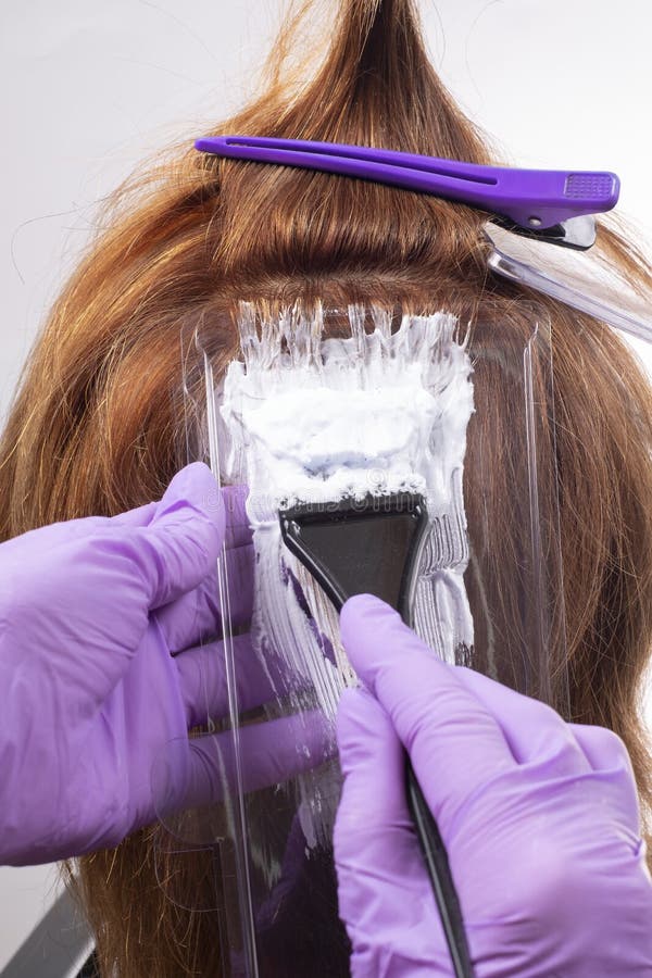 Hair Coloring on Transparent Plates is Process Stock Image - Image of ...