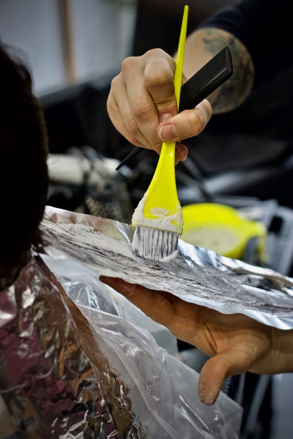 Hair Colorisation in Beauty Salon Stock Photo - Image of fingers ...
