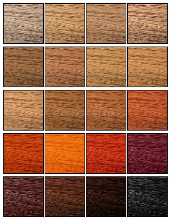 Hair Colors Palette on White Background, Top View. Collage Stock Image ...