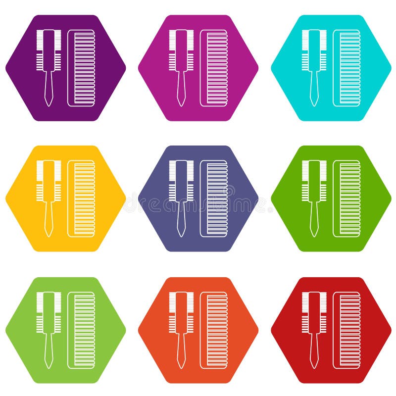 Set Of Hair Comb Icons In Silhouette Style, Vector Stock Vector ...