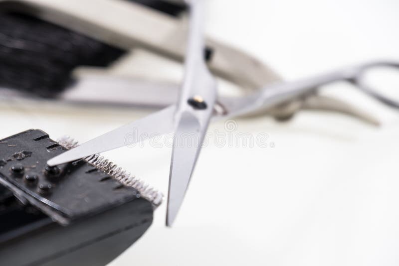Hair Cutting Shears and Comb Isolated on White Stock Image - Image of ...