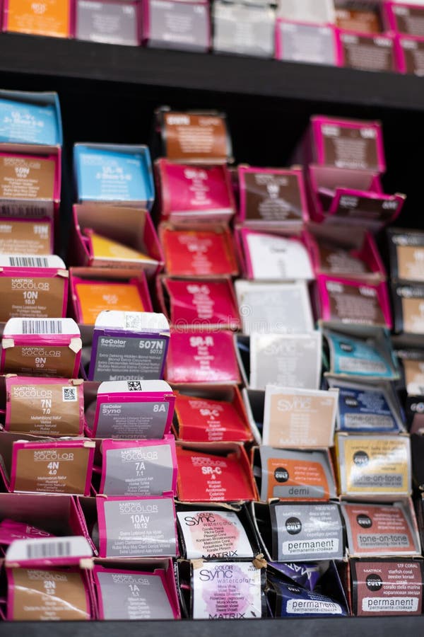 Hair Dye Colour Boxes with Number. Selective Focus. Editorial ...