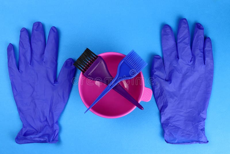 Hair Dye Kit Pink Plastic Bowl and Color Brushes Stock Photo - Image of ...