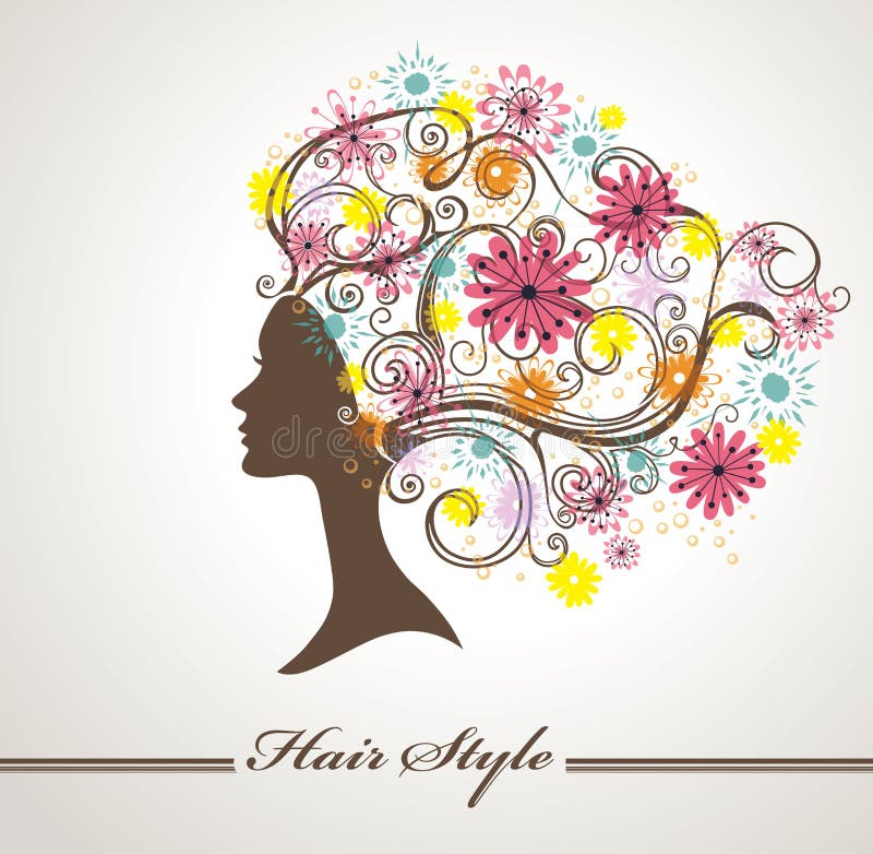 Spring Woman with Long Hair with Flowers Stock Vector - Illustration of ...