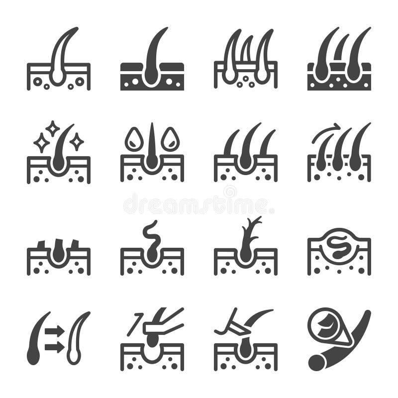 Hair icon set stock vector. Illustration of glyph, shave - 208588493