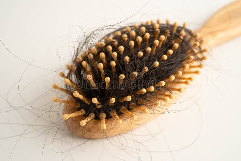 Hair Loss Fall with Comb Brush Isolated on White Background Stock Image ...