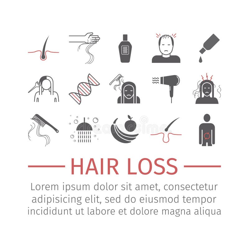 Hair Loss. Flat icons set stock vector. Illustration of person - 97508460