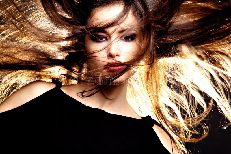 Hair in motion stock image. Image of face, beauty, brunette - 13278189