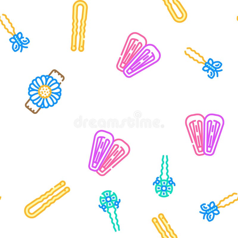 Hair Pin Decorative Accessory Vector Seamless Pattern Stock ...